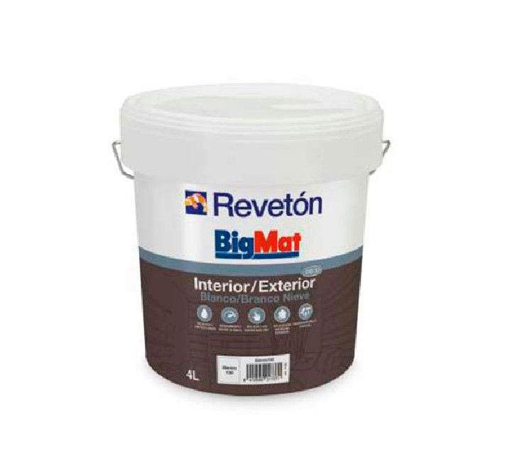 PINTURA PLASTICA INTER/EXTERIOR BLANCO NIEVE 4L BIGMAT-REVETON