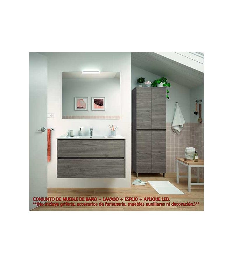 CONJ. MUEBLE BAÑO SUSP. NEJAR 100 2/CAJ, ROBLE ETERNITY